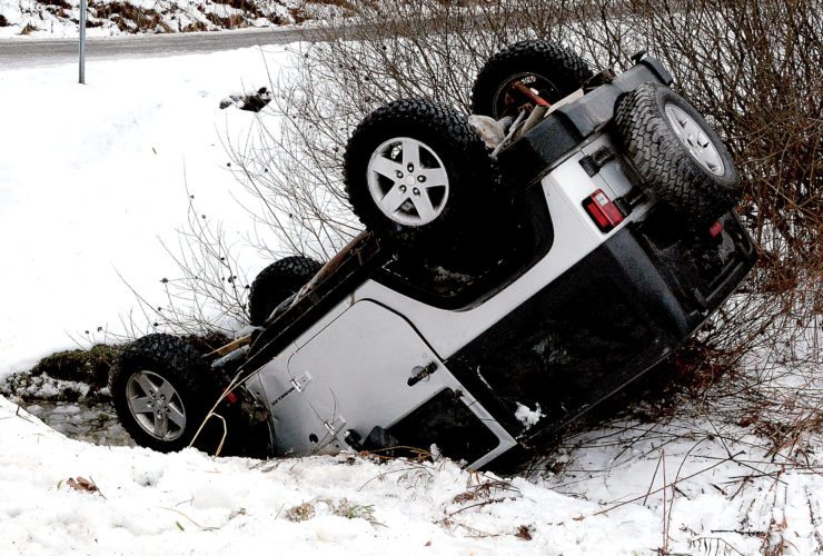 Icy road leads to Jeep flipping on top | News, Sports, Jobs - The ...